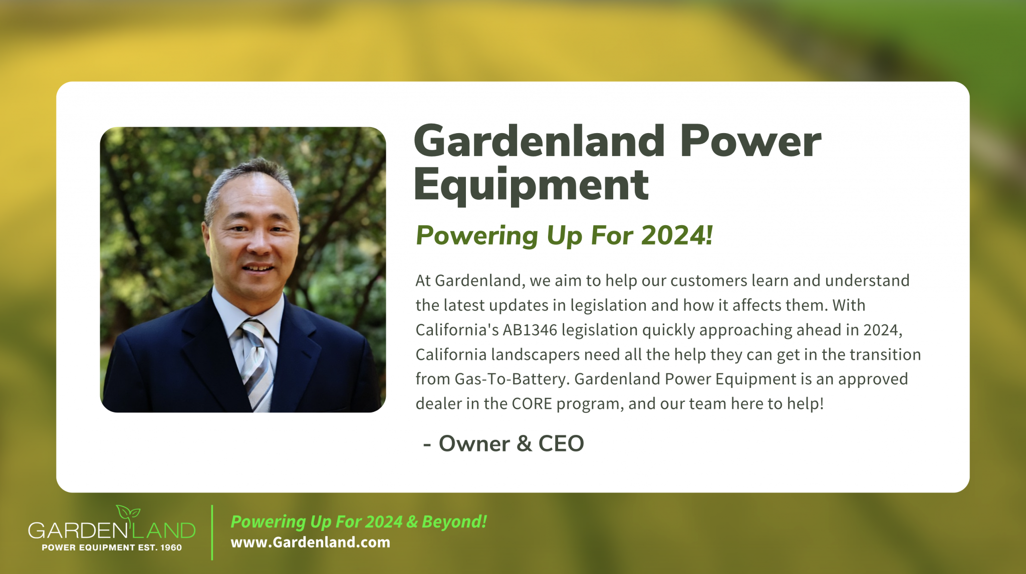 California CORE Program – Gardenland Power Equipment